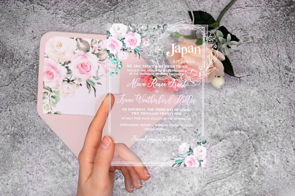 Floral Pink Acrylic Invitation Card - Japan Art Press