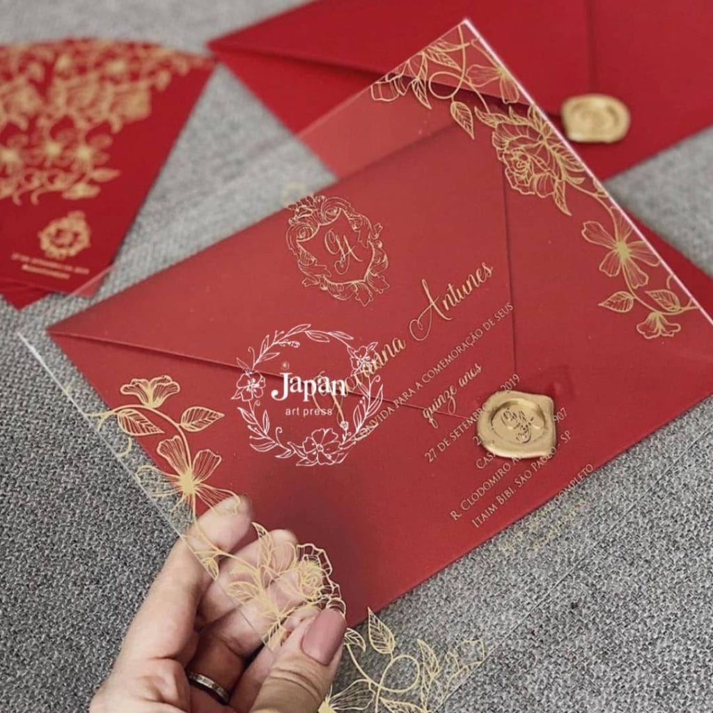 Red Gold Acrylic Invitation Card - Japan Art Press